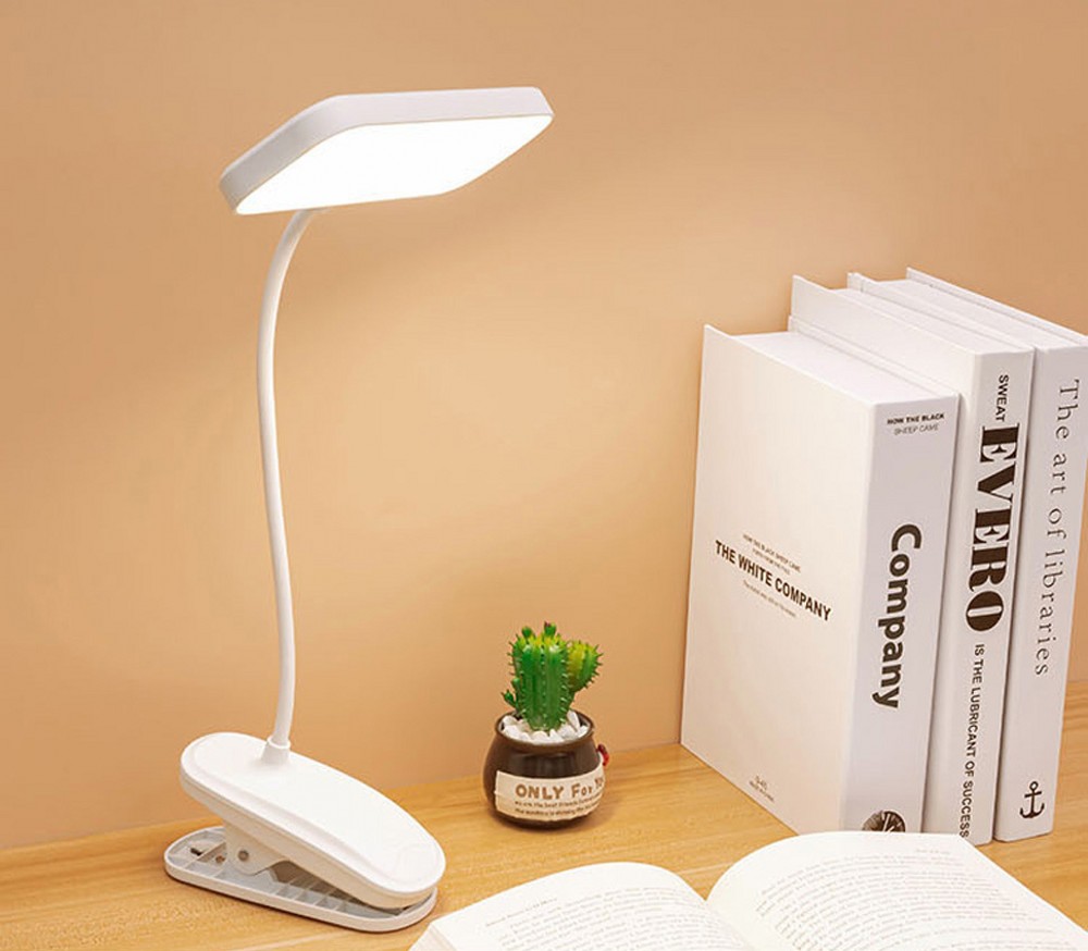 Table Lamp with Clip USB Dimmable 360° Desk Lamp Bedside Night Light ...