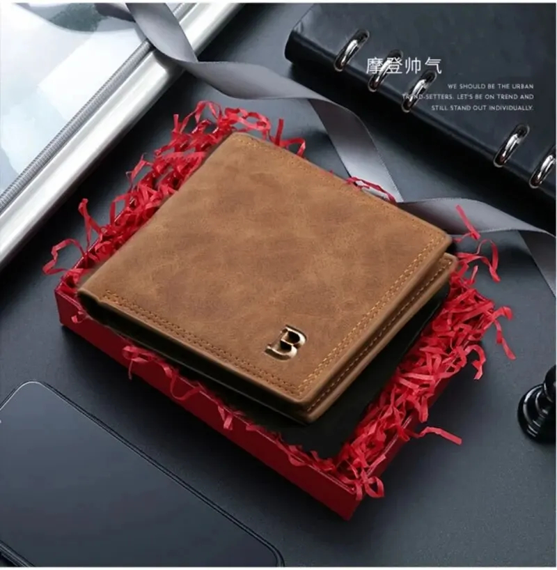 Men Short Wallet with Zipper Coin Pocket Fashion Soft Leather Men ...