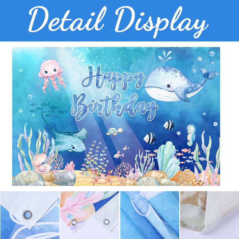【Vinyl】150*100cm Ocean theme birthday background cloth Under The Sea ...