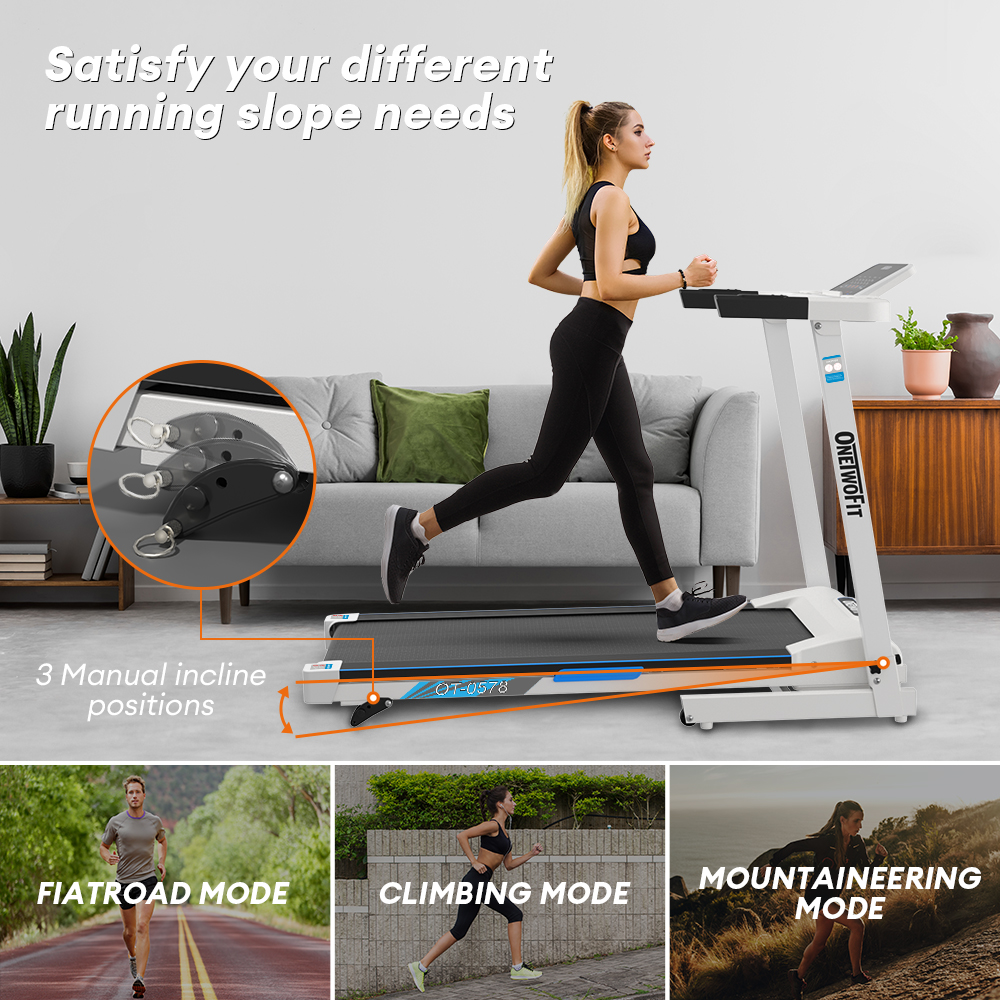 OneTwoFit Foldable Treadmill with Bluetooth and 12 Exercise Modes ...