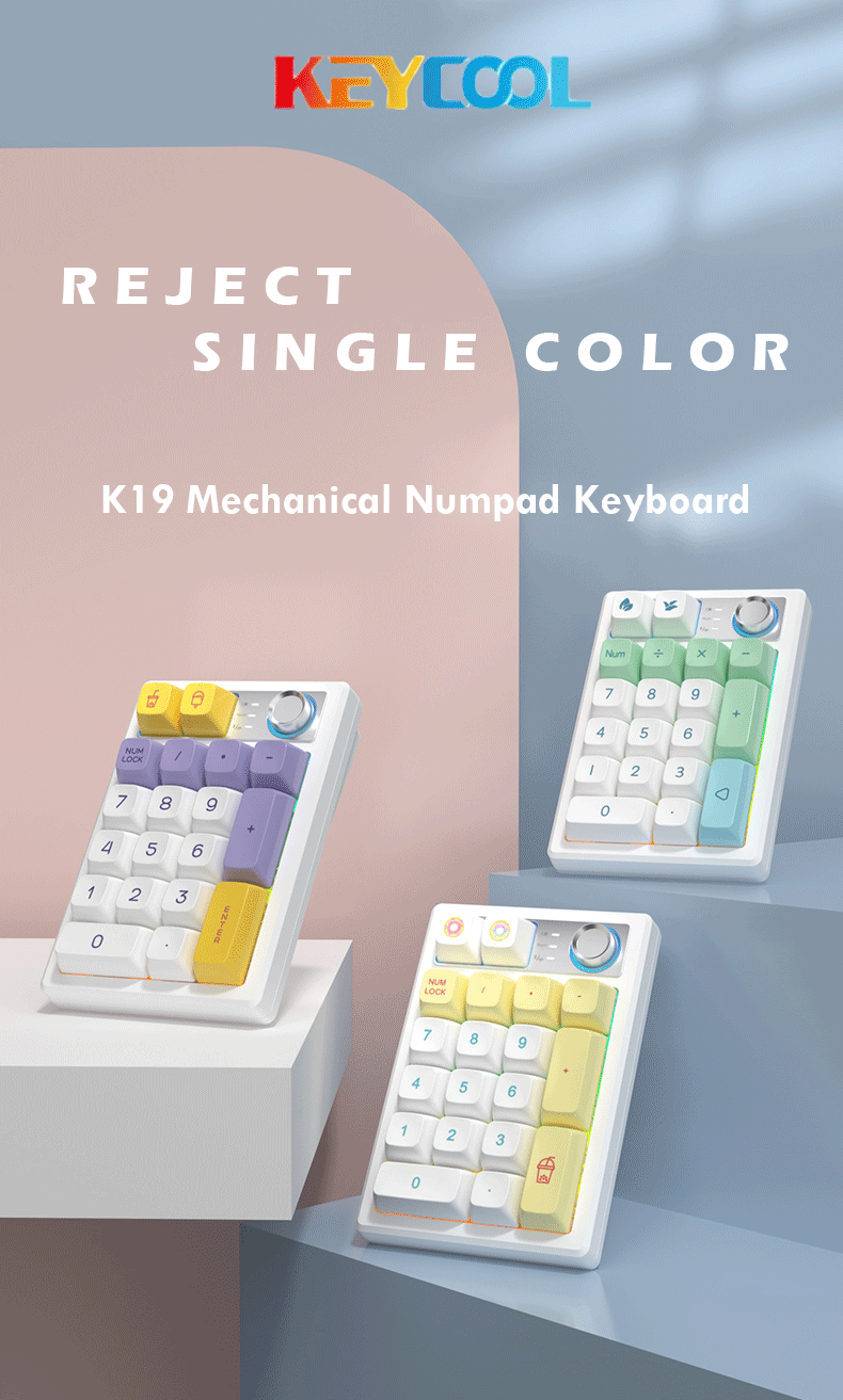 Keycool K19 Mechanical Numpad, Gasket Mount Hot Swappable Bluetooth 5.0 ...