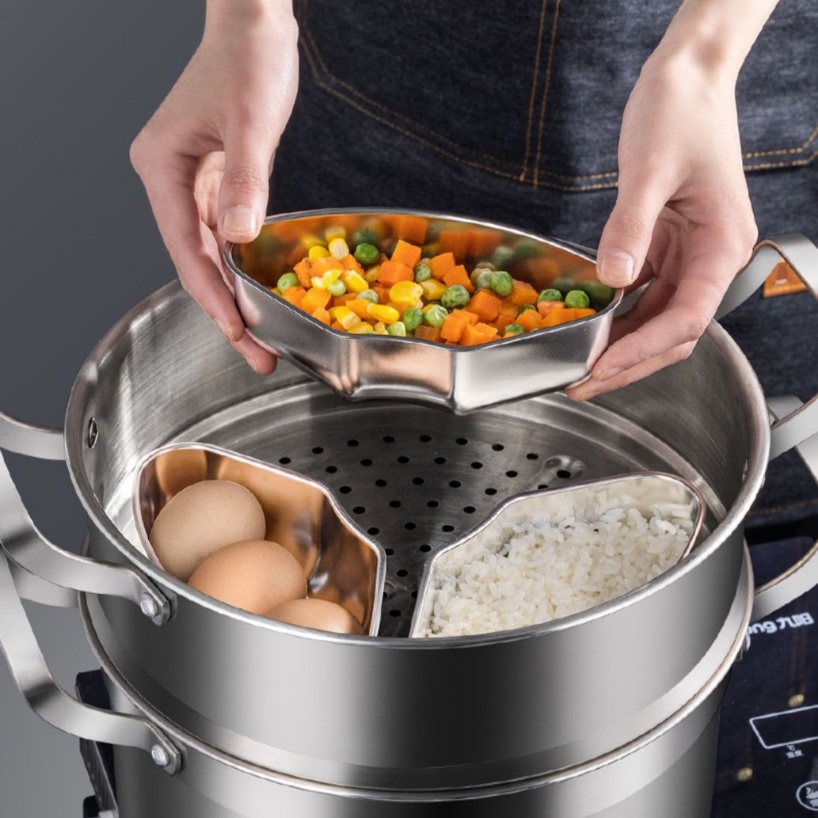 3pcs 304 stainless steel fan-shaped steaming tray Round rice cooker ...