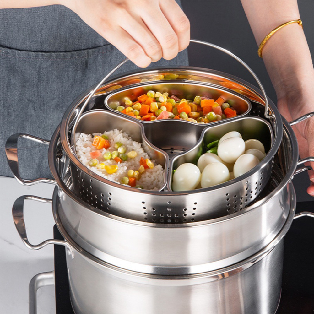 3pcs 304 stainless steel fan-shaped steaming tray Round rice cooker ...