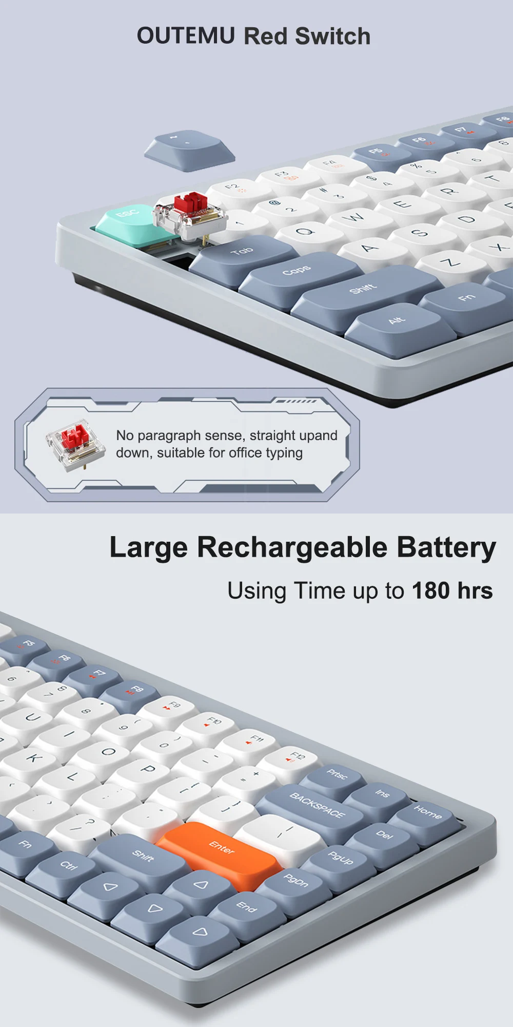 YK75 Low Profile Mechanical Keyboard 84 Keys,Hot Swappable,With RGB ...