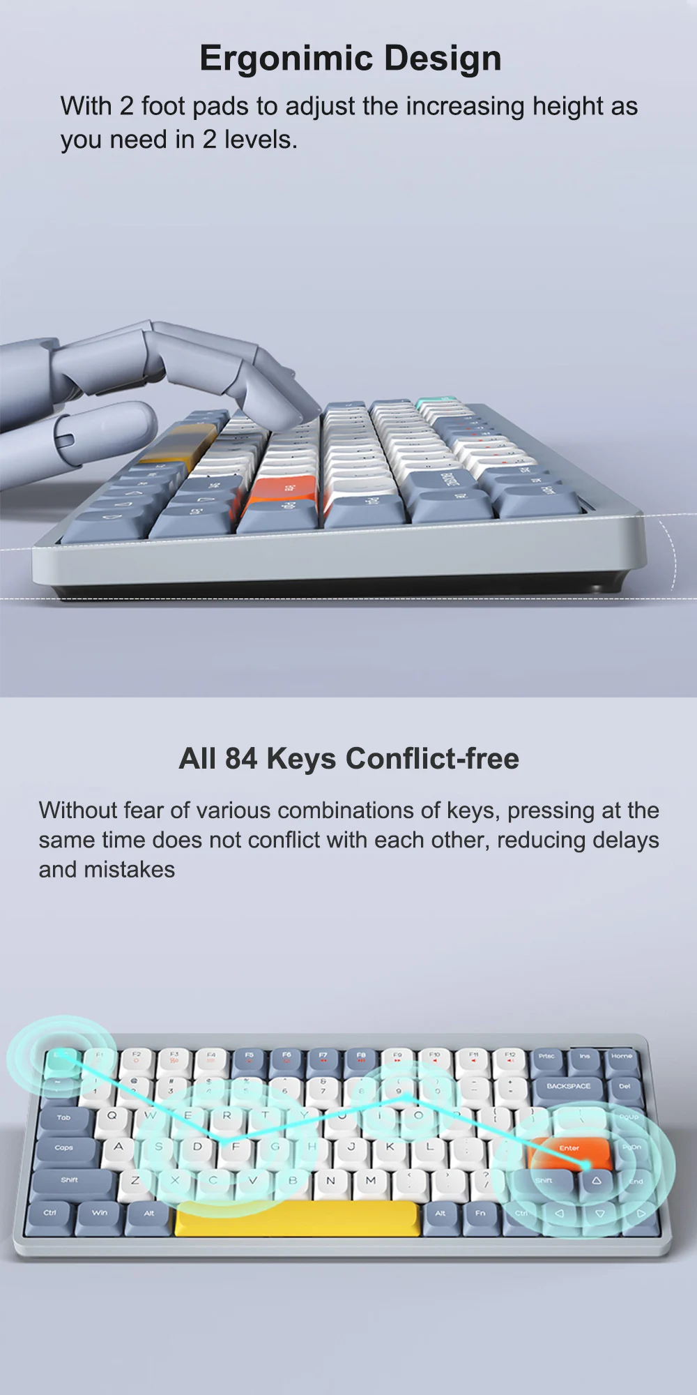 YK75 Low Profile Mechanical Keyboard 84 Keys,Hot Swappable,With RGB ...