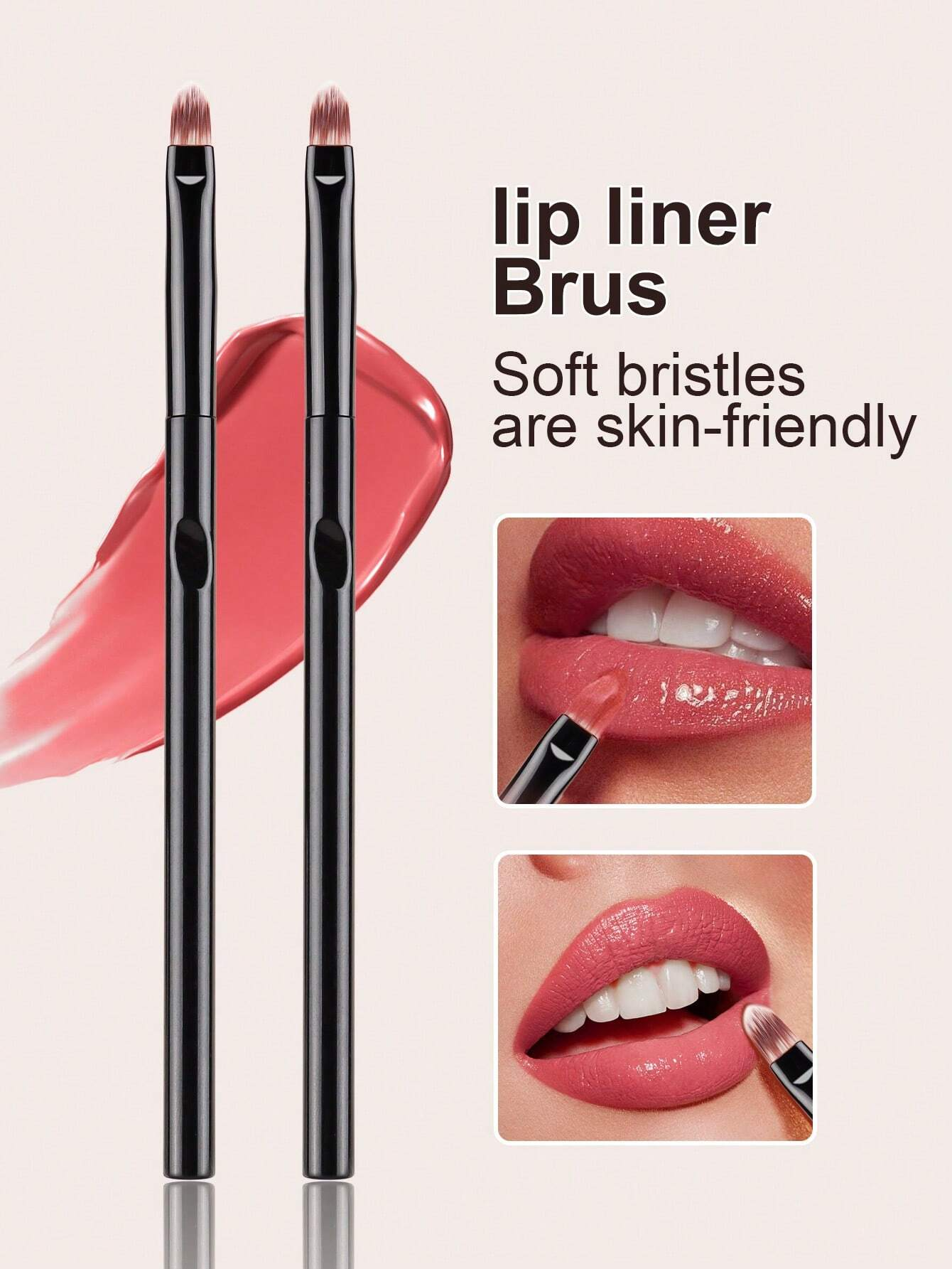 2pcs Black Lip Brush Makeup Tool Professional Lipstick Coloring Beauty ...