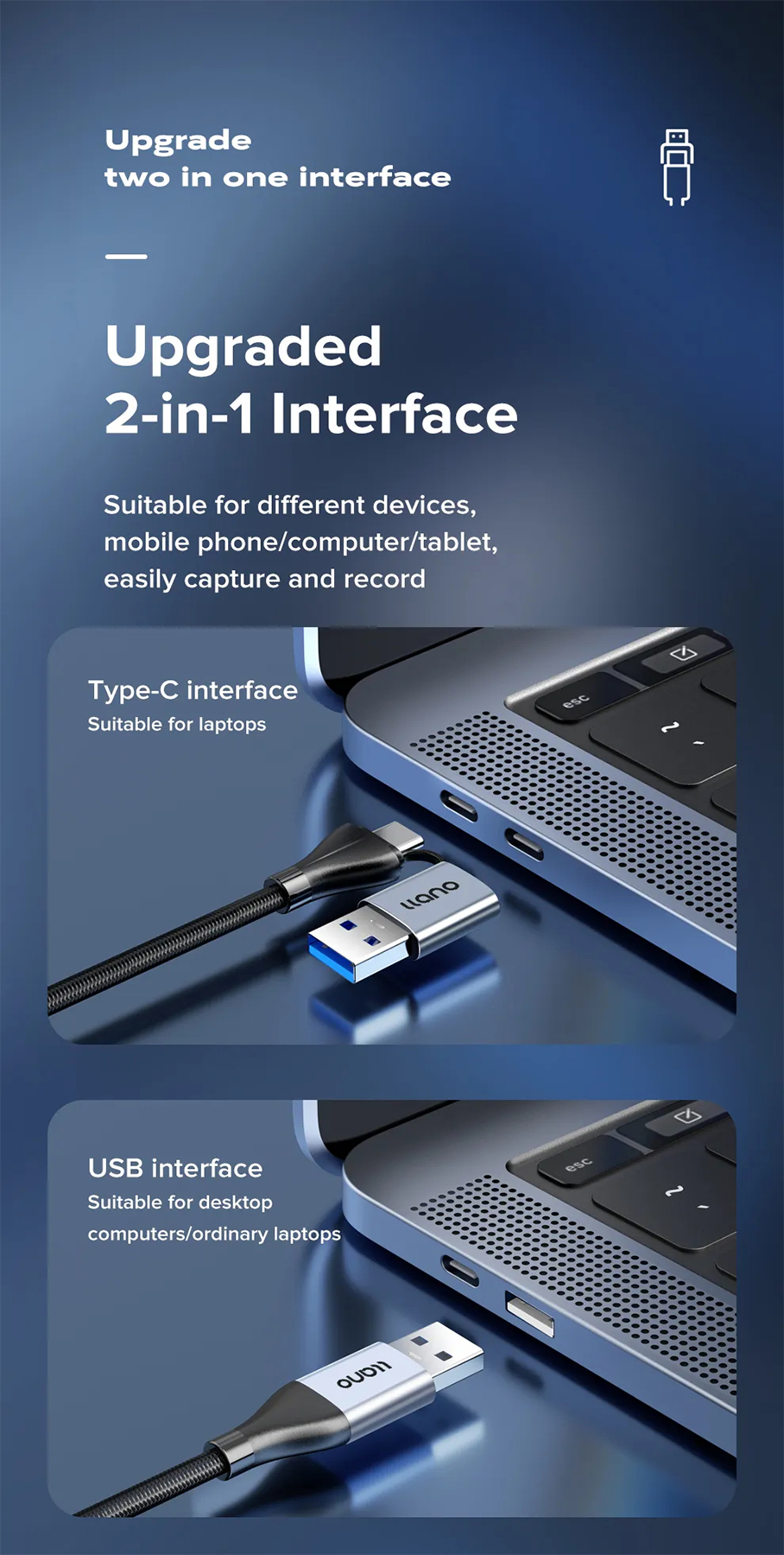 llano 2 in 1 USB/Type-C Video Capture Card Game Live Streaming ...