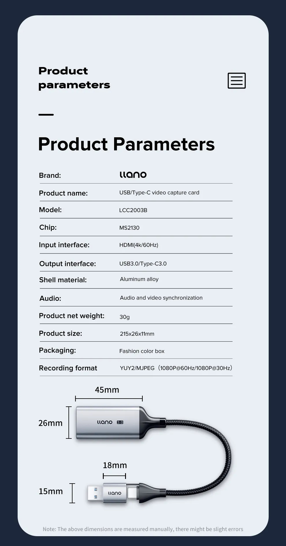 llano 2 in 1 USB/Type-C Video Capture Card Game Live Streaming ...