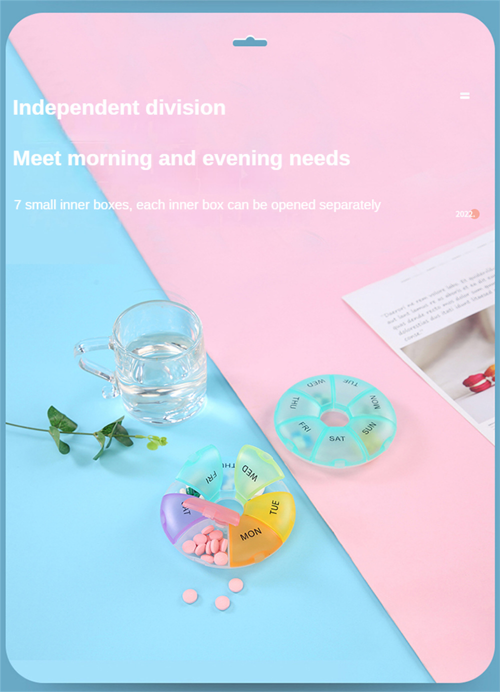 Portable Round Pill Case 7 Days Weekly Tablet Candy Box Plastic Storage ...