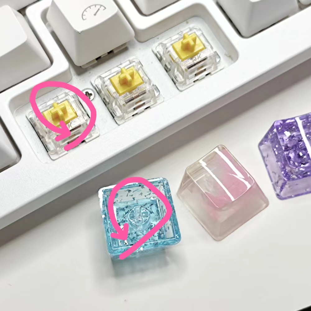 1PCS Resin Keycap Mechanical Keyboard Unique Light Translucent Pink ...