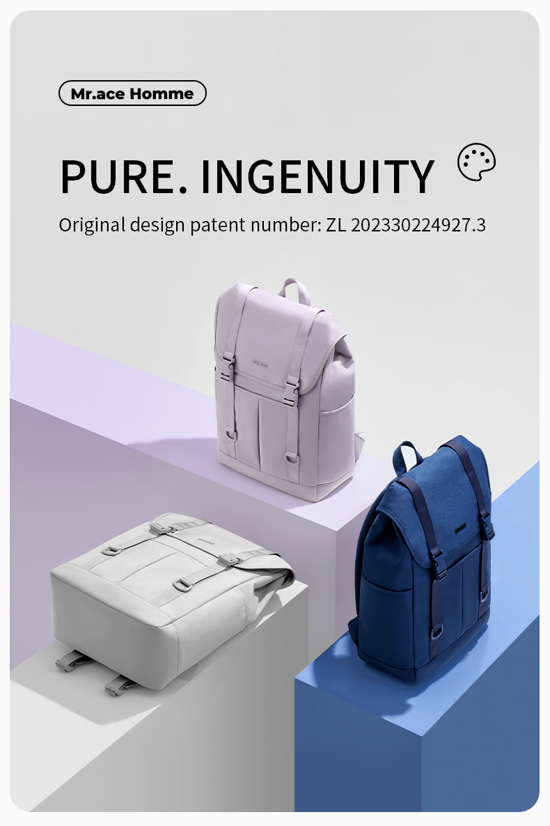 Mrace Korean waterproof backpack woman white 15.6 17 inch laptop bag ...