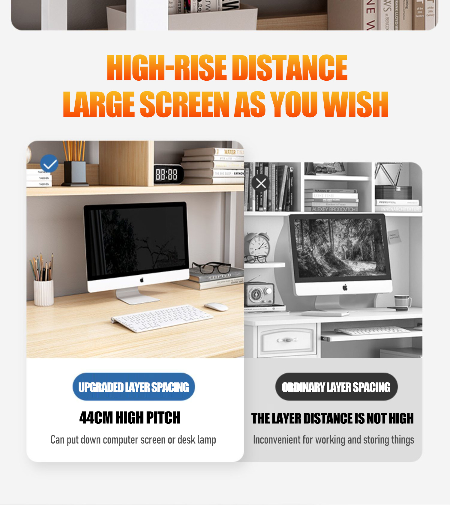 iron Computer Desk Double layer desk bedroom office student study desk ...