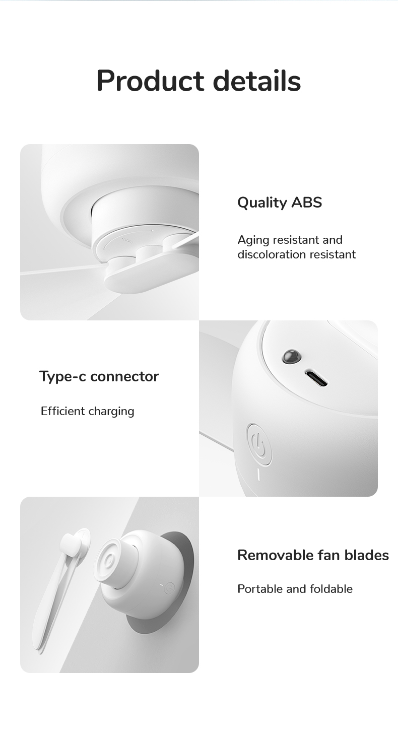 JisuLife Foldable Ceiling Fan 3 Blades 4 Speeds Infrared Remote Control ...