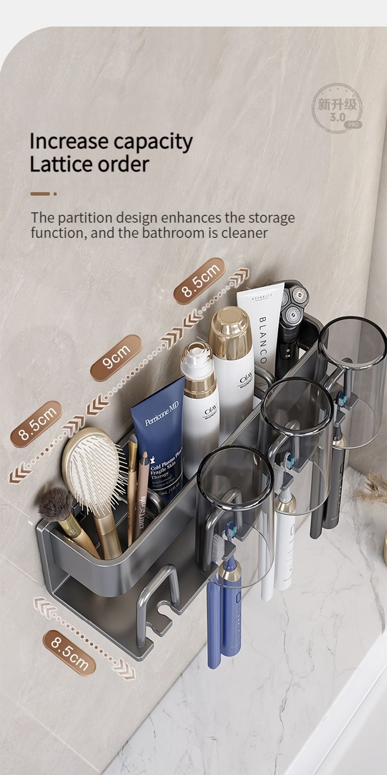 Multifunctional Upgrade Detachable Aluminum Toothbrush Holder Storage ...