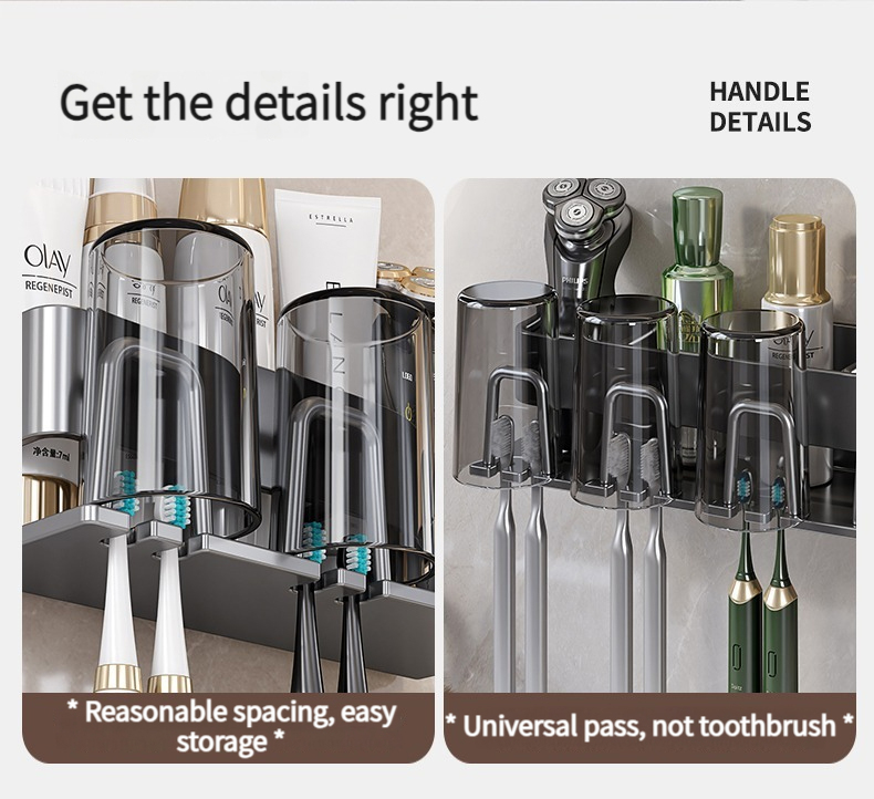 Multifunctional Upgrade Detachable Aluminum Toothbrush Holder Storage ...