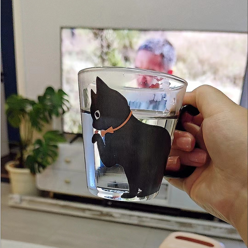 One glass Cat Cup Heat-Resistant Cold-Resistant Creative Mug Novelty ...