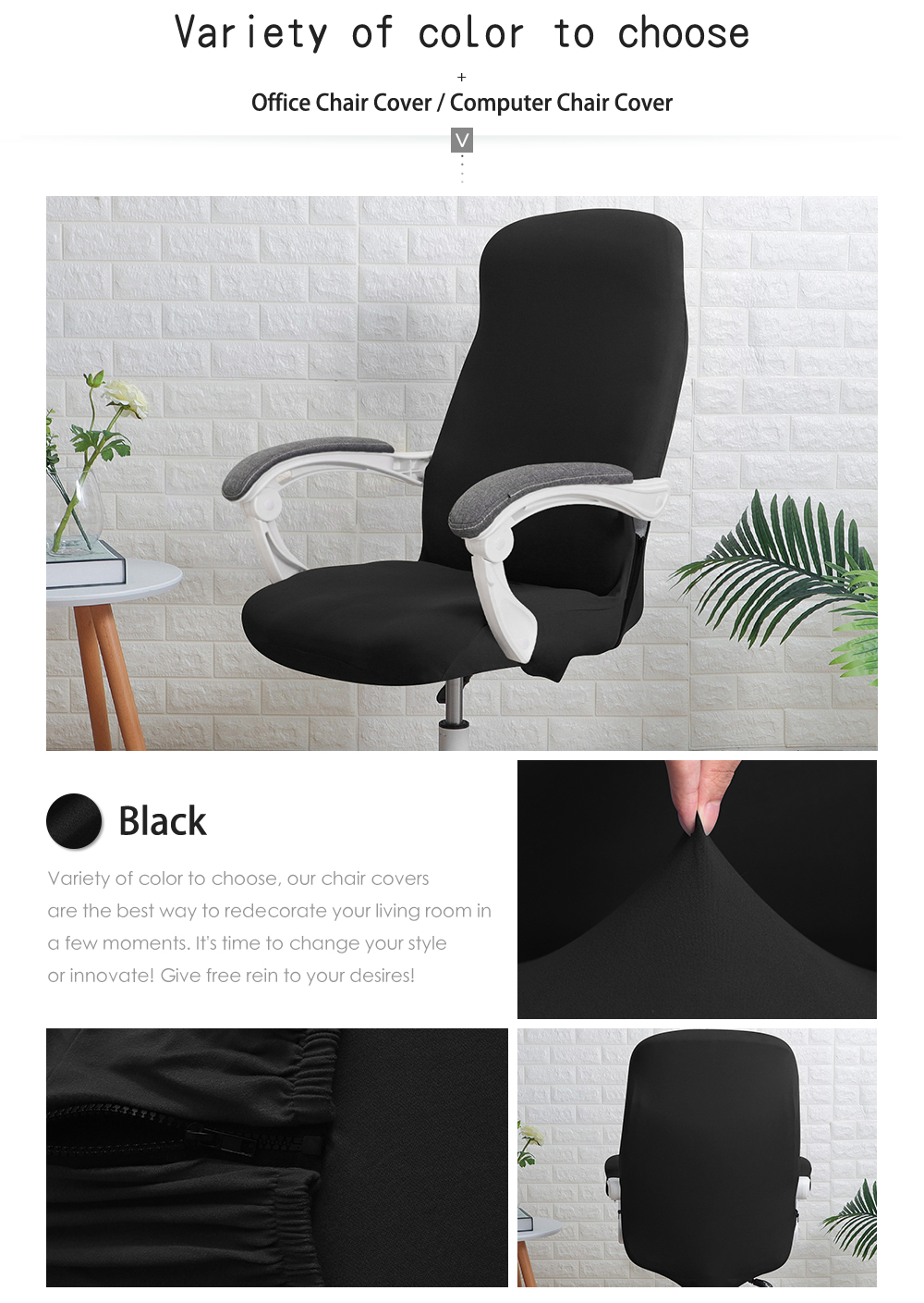 FORCHEER Office Chair Cover S/M/L 1 Piece Removable Computer Chair ...