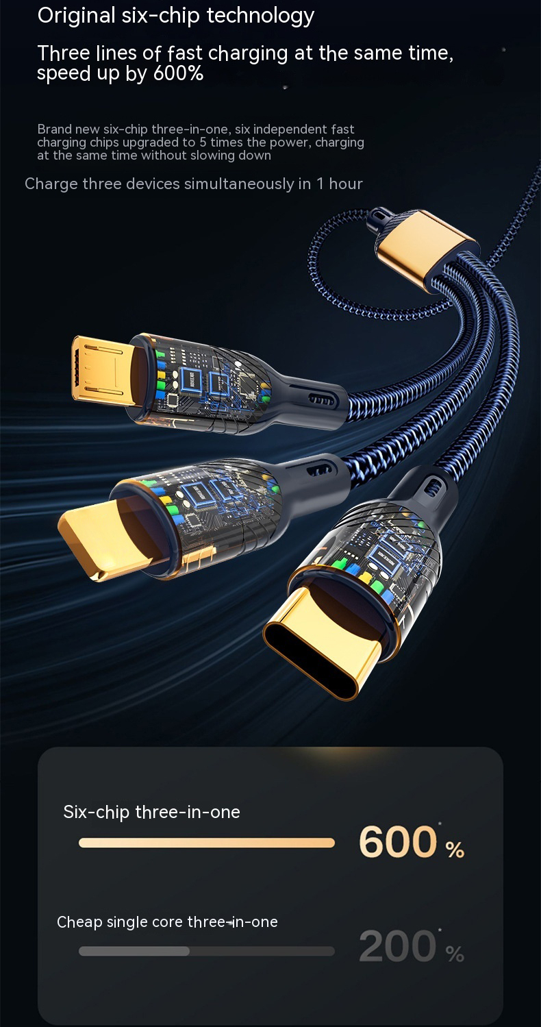 200W Zinc Alloy Super Fast Charging Cable 3 In 1 Nylon Weaving Charger ...