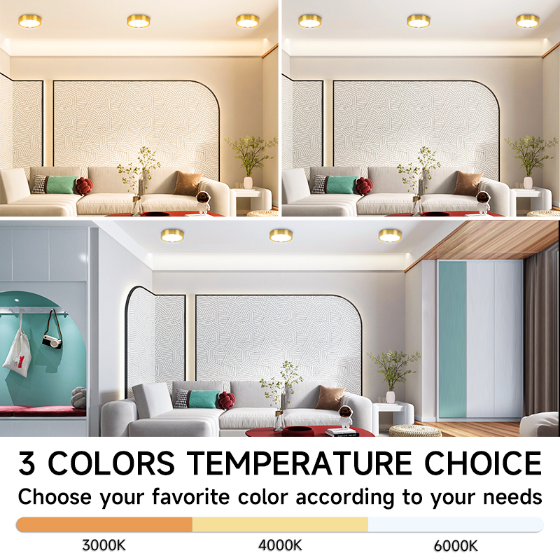 Tri-color LED Downlight Ceiling Light Surface Panel Lights 3Colors Pin ...