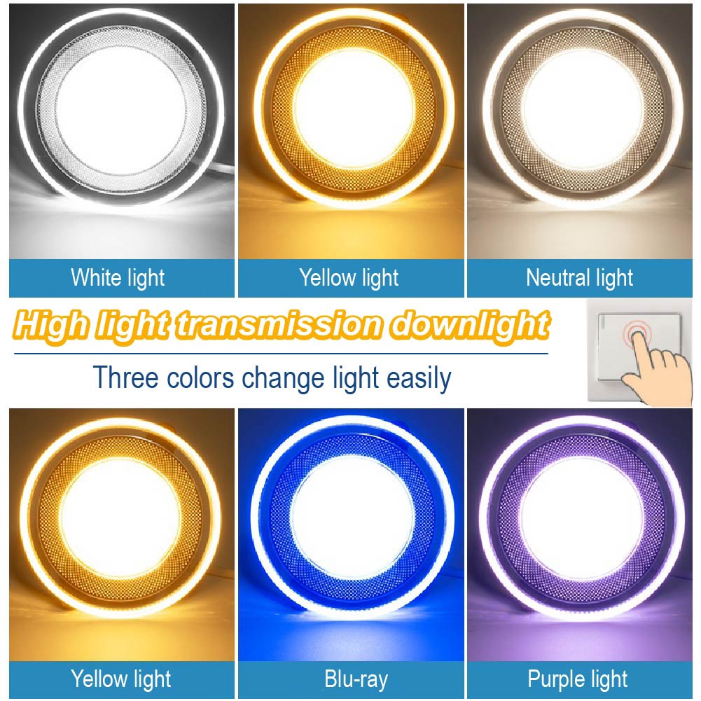 Tri-color LED Downlight Ceiling Light Surface Panel Lights 3Colors Pin ...