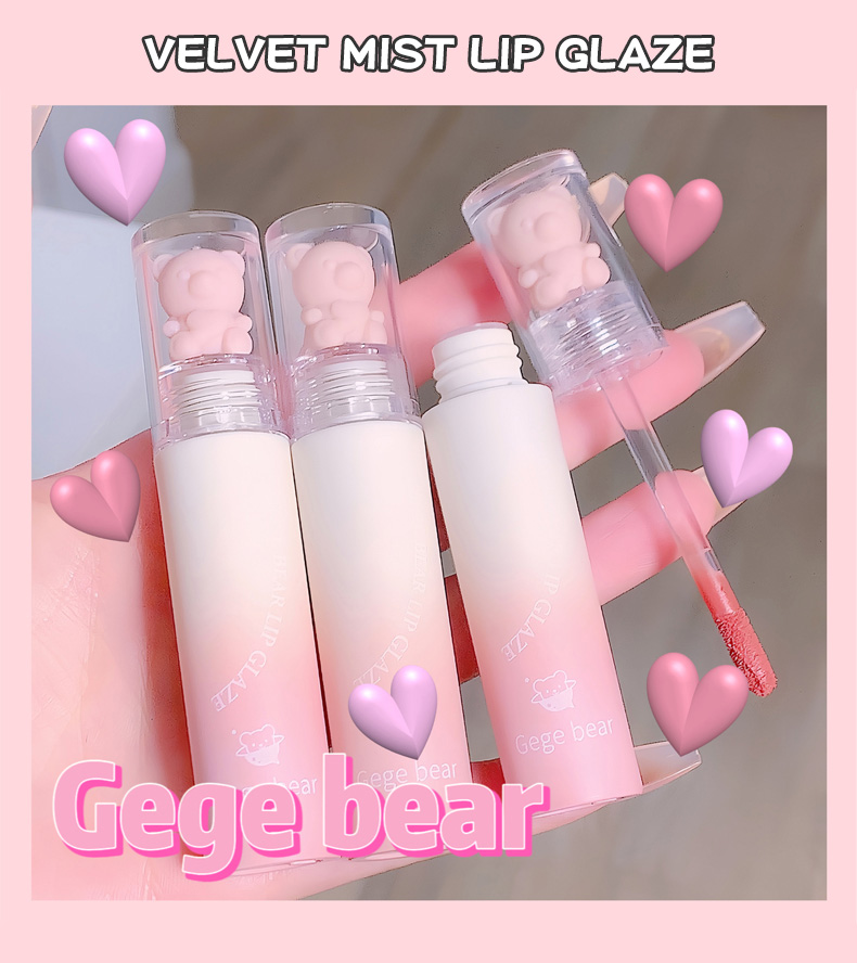 Gege Bear Matte Lipstick, Lip Gloss, Matte Velvet Texture, Moisturizing ...