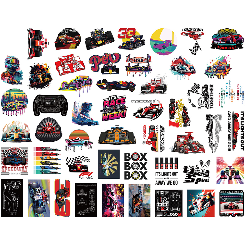 [Large Stickers]50pcs F1 Formula One Stickers Pack for Laptop Scrapbook ...