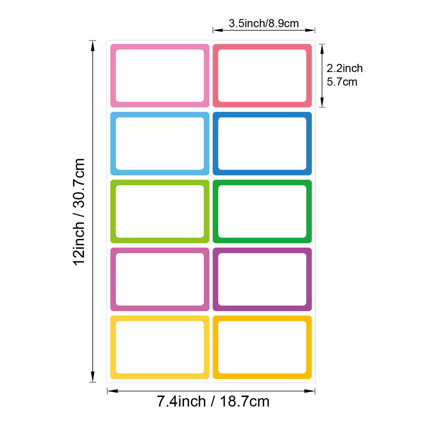 100 Pcs 10 Colors Name Tags Stickers, 2"x3"Plain Name Tag Labels ...