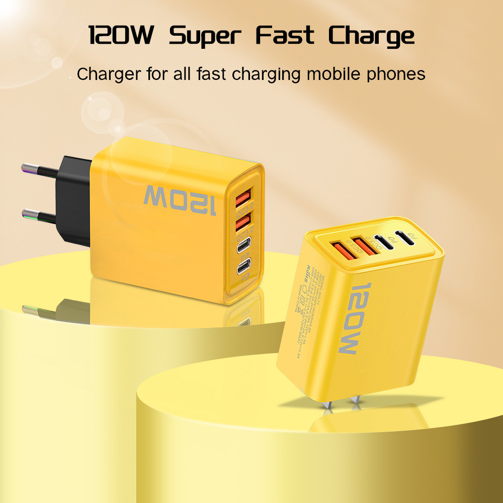 120W Dual Type C+Dual USB Phone Charger Suitable for Huawei Type C ...