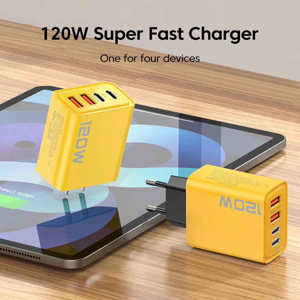 120w Dual Type Cdual Usb Phone Charger Suitable For Huawei Type C Charging Head Adapter Euus
