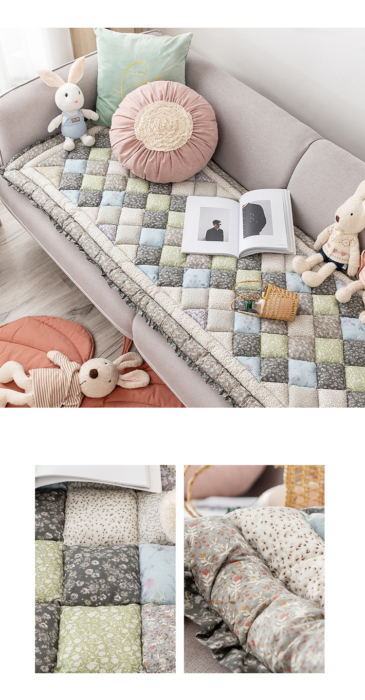 Korean Ins Cotton Sofa Cover Mat 1 2 3 4 Seater Pure Cotton Thickened ...