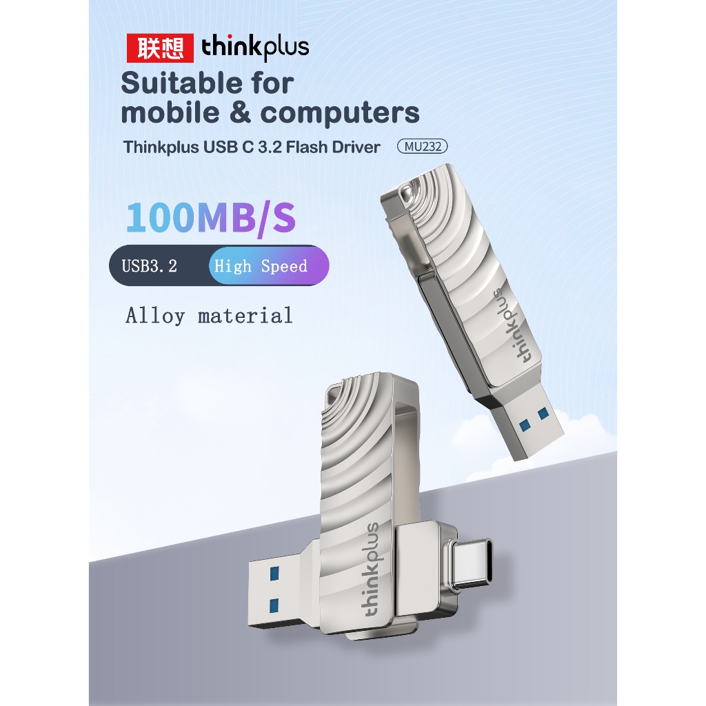 Lenovo Thinkplus Flash Drive Type-C USB 3.2 32/64/128GB MU232 USB3.0 ...