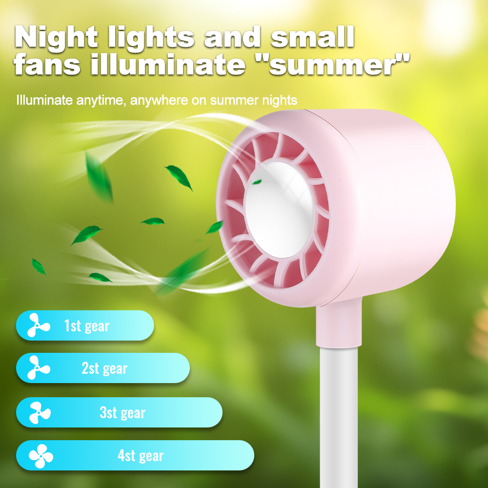 2 In 1 Mini USB Fan With Night Light Mini Desk Lamp Portable Fan High ...