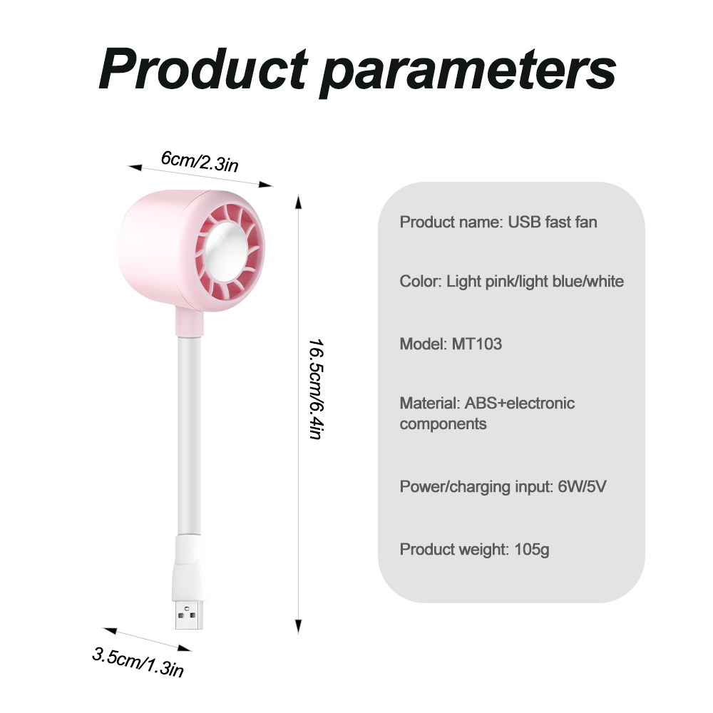 2 In 1 Mini USB Fan With Night Light Mini Desk Lamp Portable Fan High ...