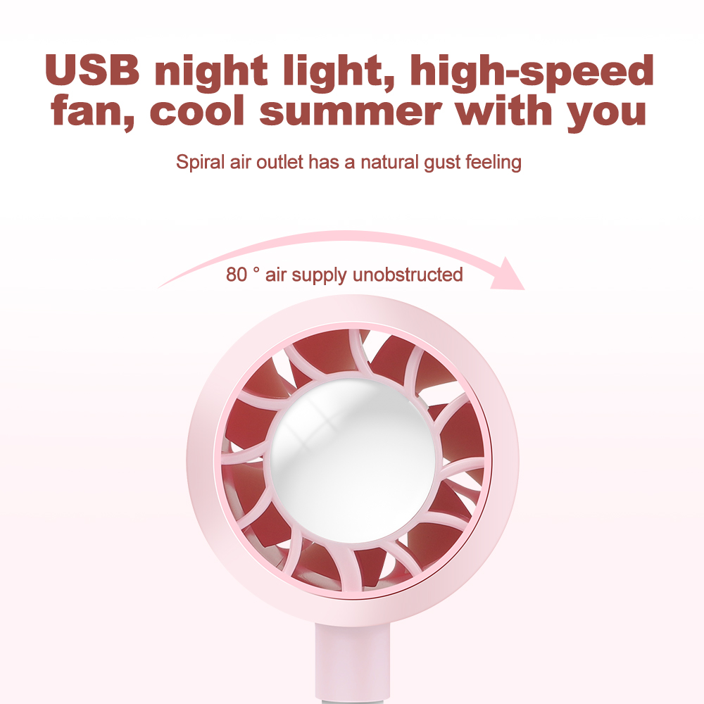 2 In 1 Mini USB Fan With Night Light Mini Desk Lamp Portable Fan High ...