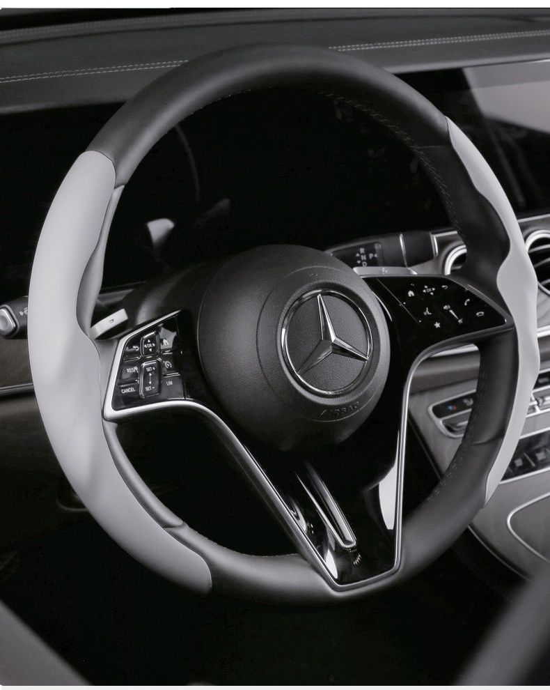 Steering Wheel Grip Cover Liquid Feel Leather Steering Wheel Cover Car ...