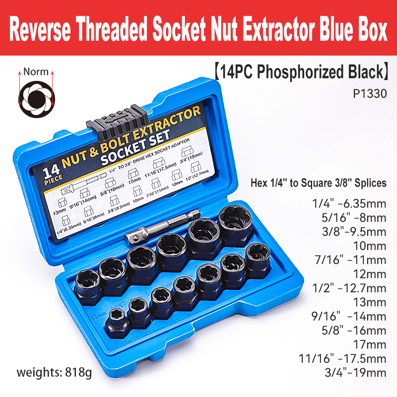 14Pcs Nut & Bolt Extractor Socket Set, Nut Remover Set Stripped Lug Nut ...