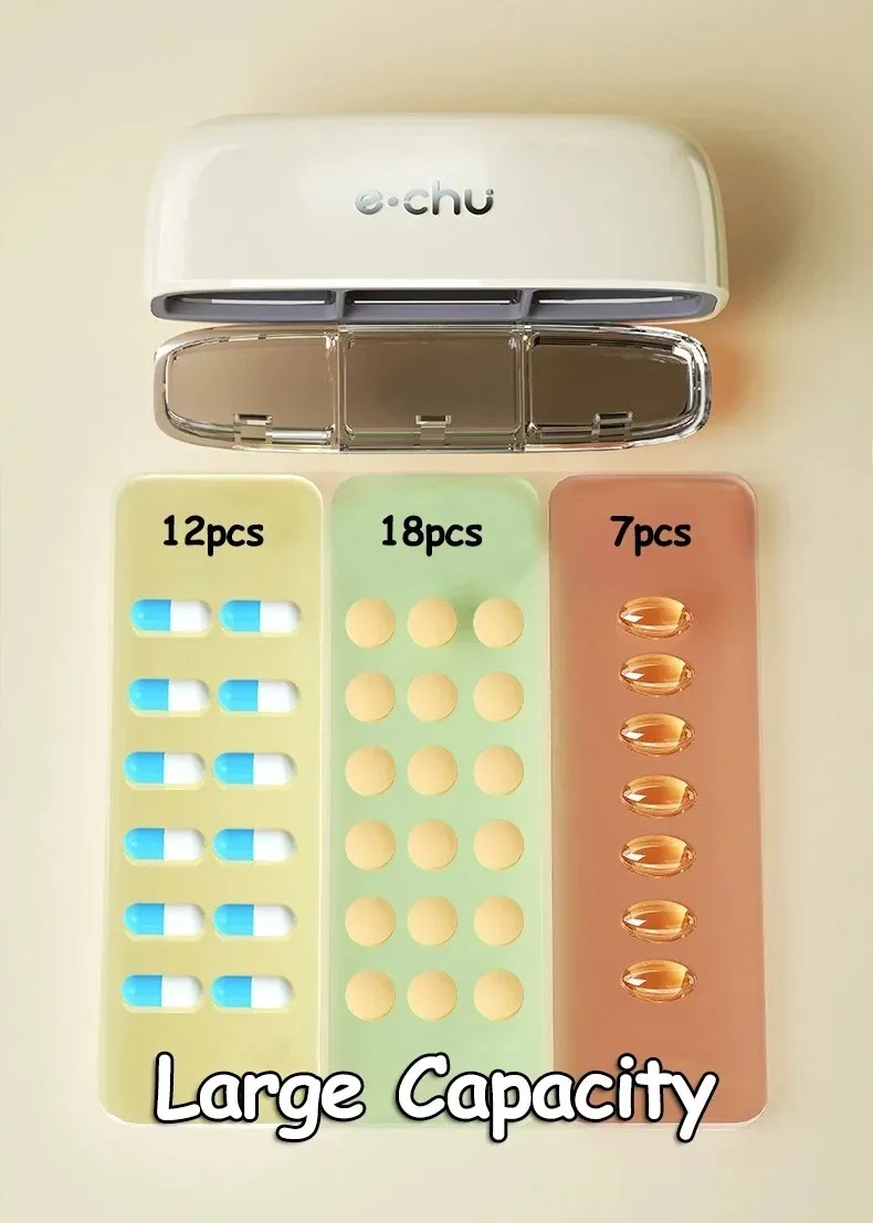 Portable pill, day pill box compartment travel pill holder vitamin ...