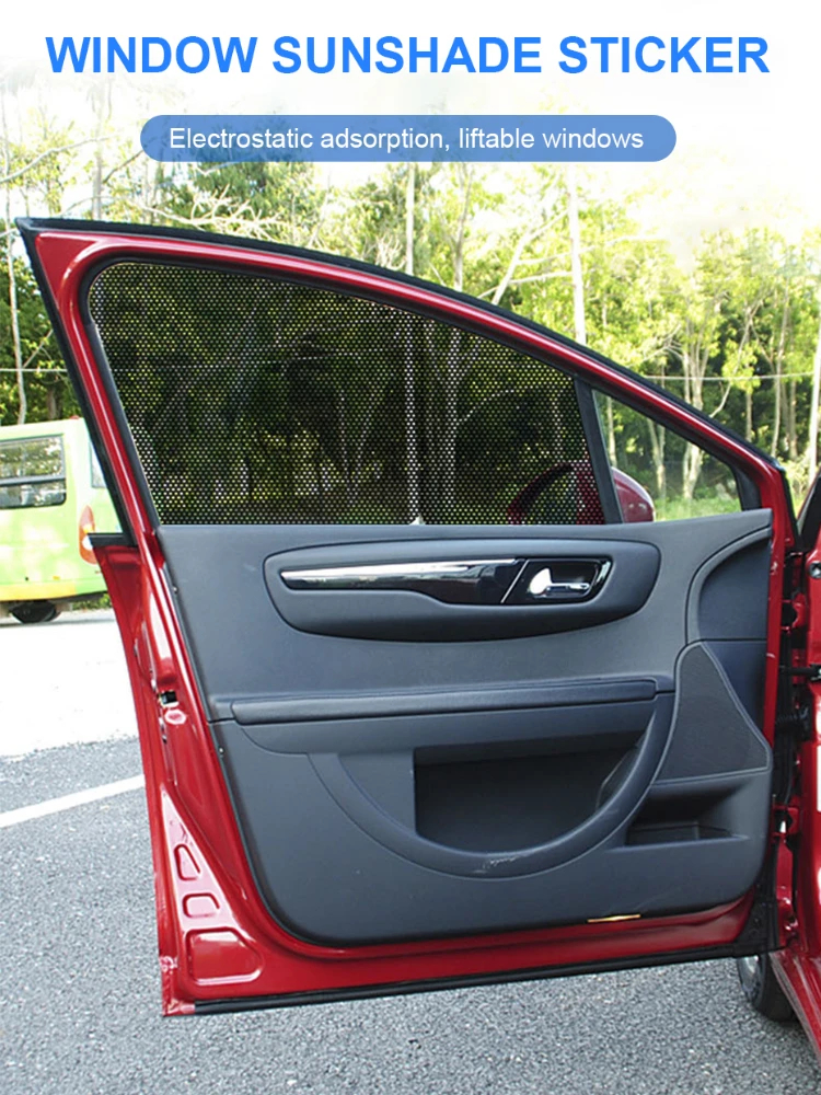 2pcs 42x 38cm DIY Car Sticker Sunshade Sunscreen Window Cover Black PVC ...