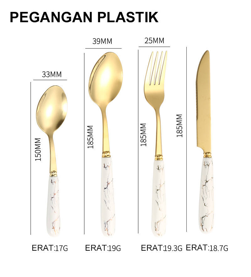 Gyt[24pcs] Cutlery Spoon Set Sultan Dinnerware Set Of 24 Sets Gold Marble Souvenir Material Gift ...