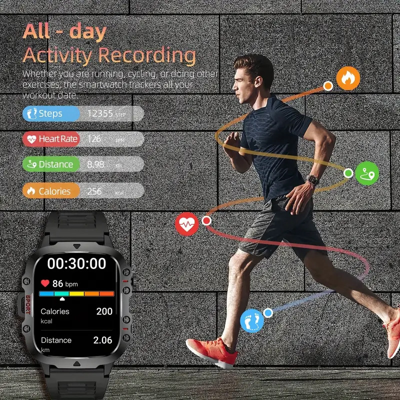 2024 New For Xiaomi Military Smart Watch Men IP68 5ATM Outdoor Sports ...