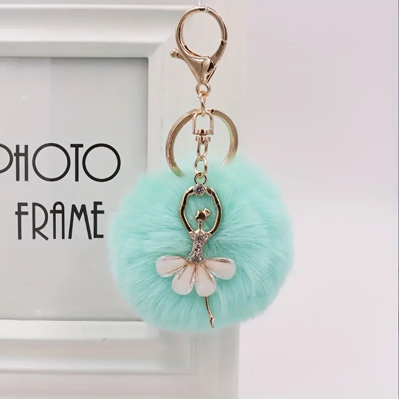 Creative Cute Rhinestone Angel Ballet Girl Car Keychain Imitation Rex ...