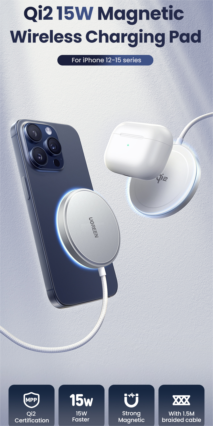 Ugreen MPP Qi2 15W Max Magnetic Charging Wireless Fast Charger for ...