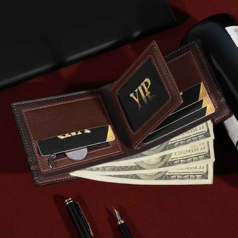 Men's PU Leather Wallet Slim Business - Horizontal Design with Multiple ...