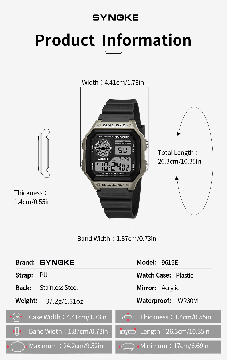 SYNOKE Men's Military Digital Watch, Water-Resistant Sports Timepiece with Date & Week Display ...