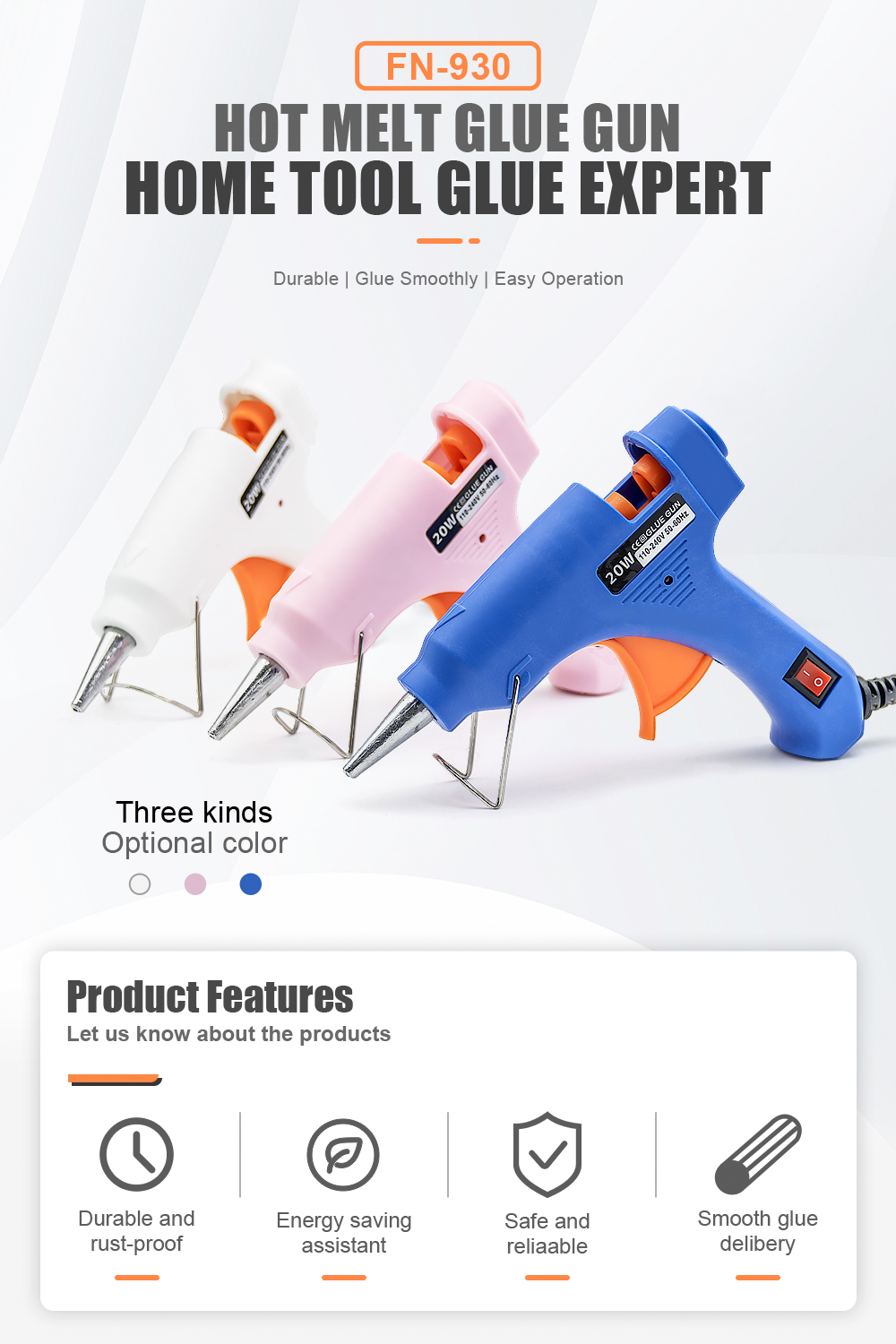 20W Hot Melt Glue Gun with Switch for 7mm Glue Stick Mini Indusrial ...