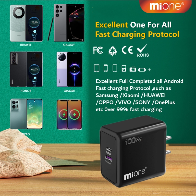 Mione 100W Charger Travel Adapter USB Type C Fast Charging For iPhone ...