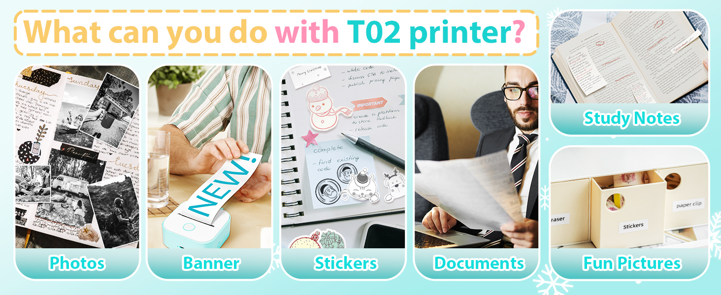 Phomemo T02 Mini Bluetooth Thermal Label Sticker Printer For Photo ...