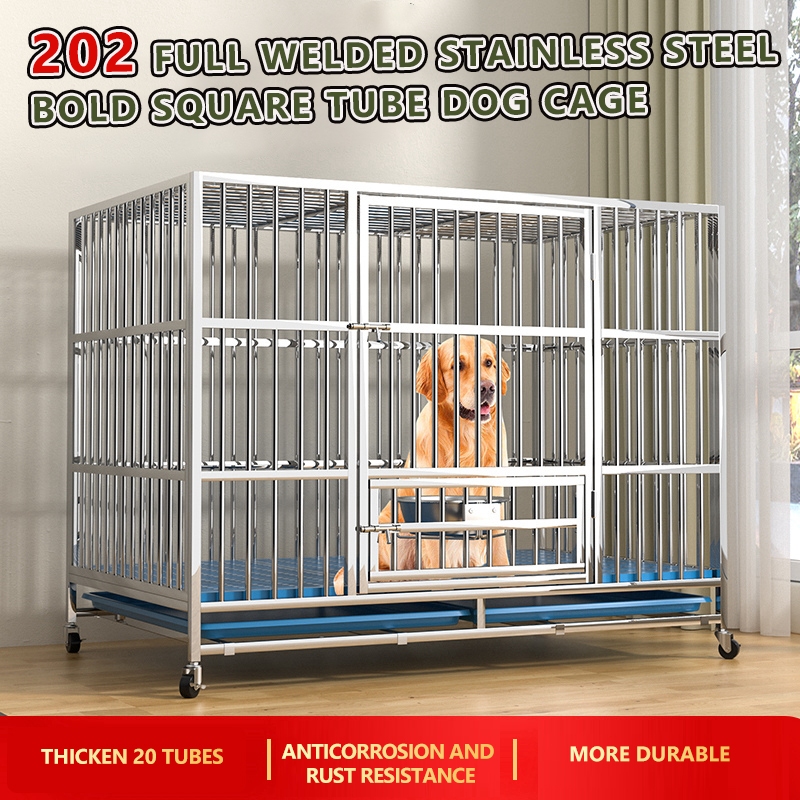 Dog Cage Stainless Steel Dog crate large Pet cage Special for Large ...