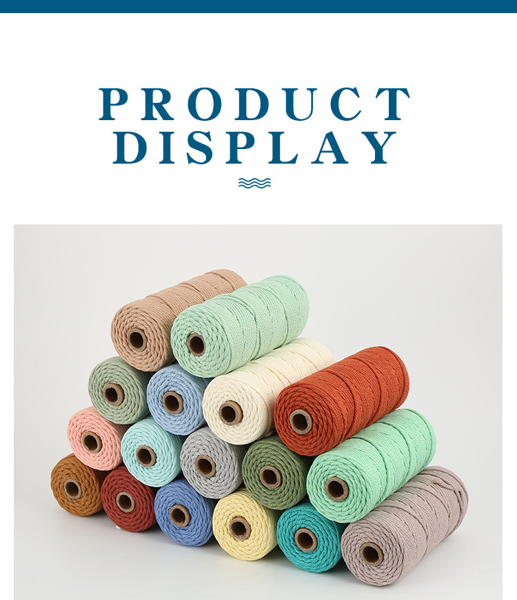 3mm Thick Colorful Cotton Thread Rope Handmade DIY Woven Polyester ...
