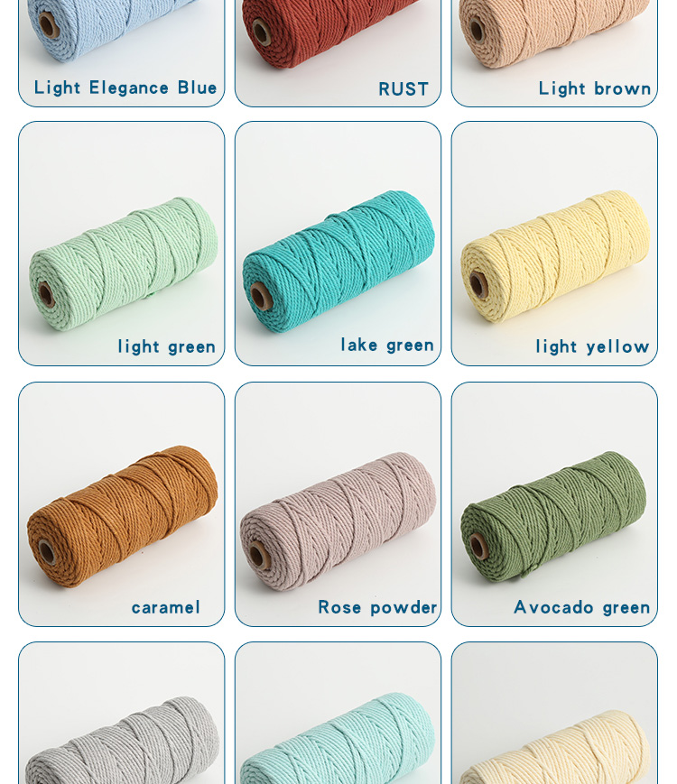 3mm Thick Colorful Cotton Thread Rope Handmade DIY Woven Polyester ...